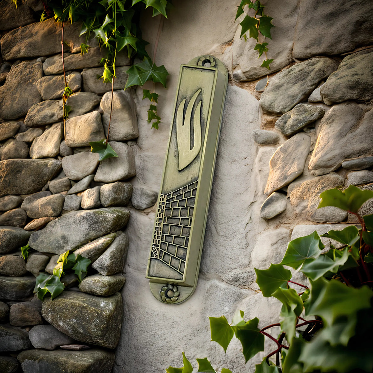 Mezuzah with Western Wall Design – Protect Your Home – The Israel Store
