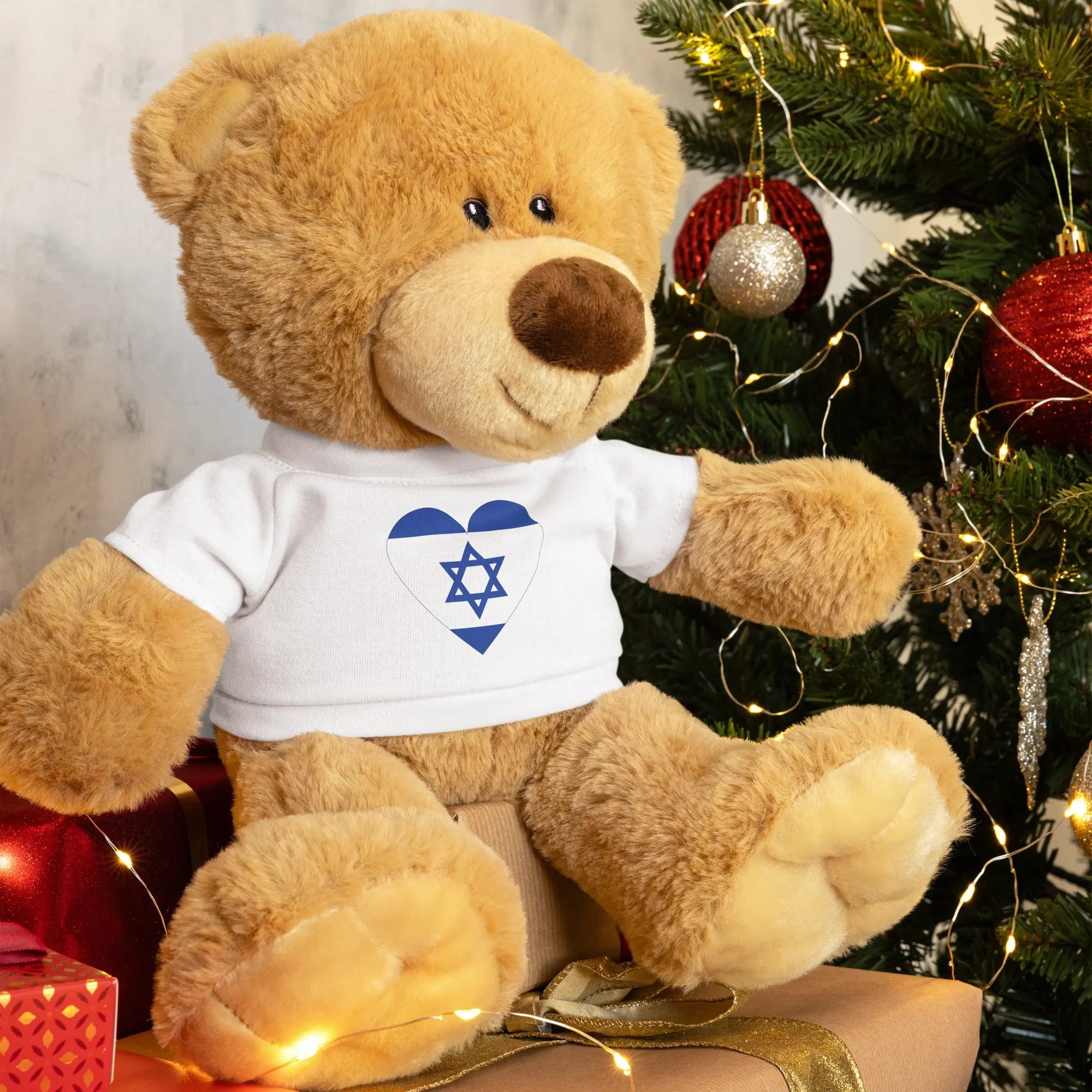Teddy Bear with Israeli Heart T-Shirt – Amazing Quality – The Israel Store