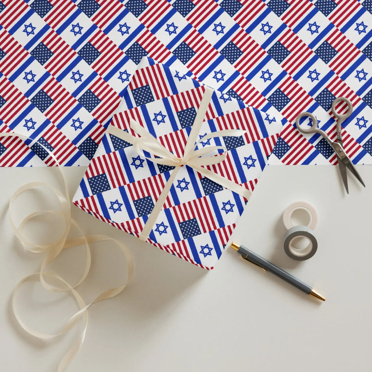 Israel-USA Flag Gift Wrapping Paper - The Israel Store